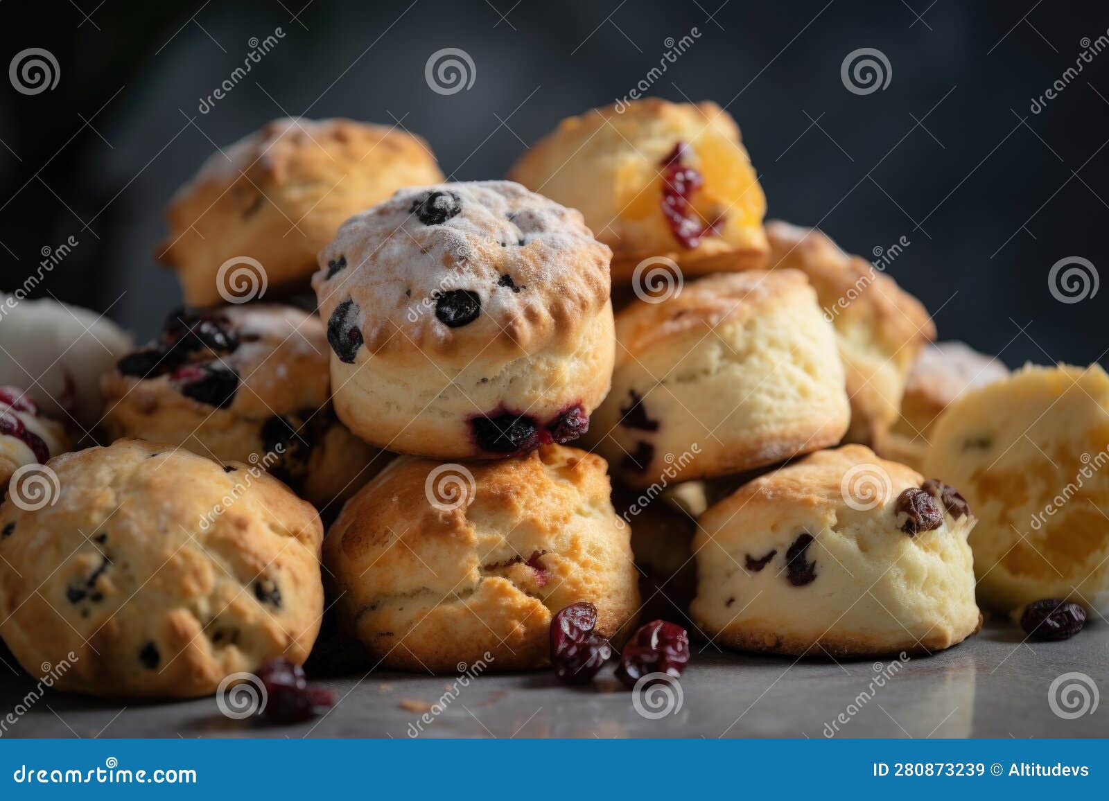 Pile of Mini Scones, Each with a Different Flavor and Color Stock ...