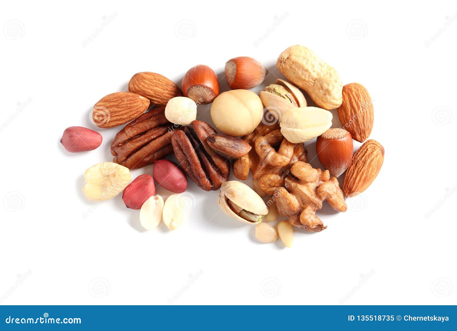 Pile of Mixed Organic Nuts on White Stock Image - Image of almond ...
