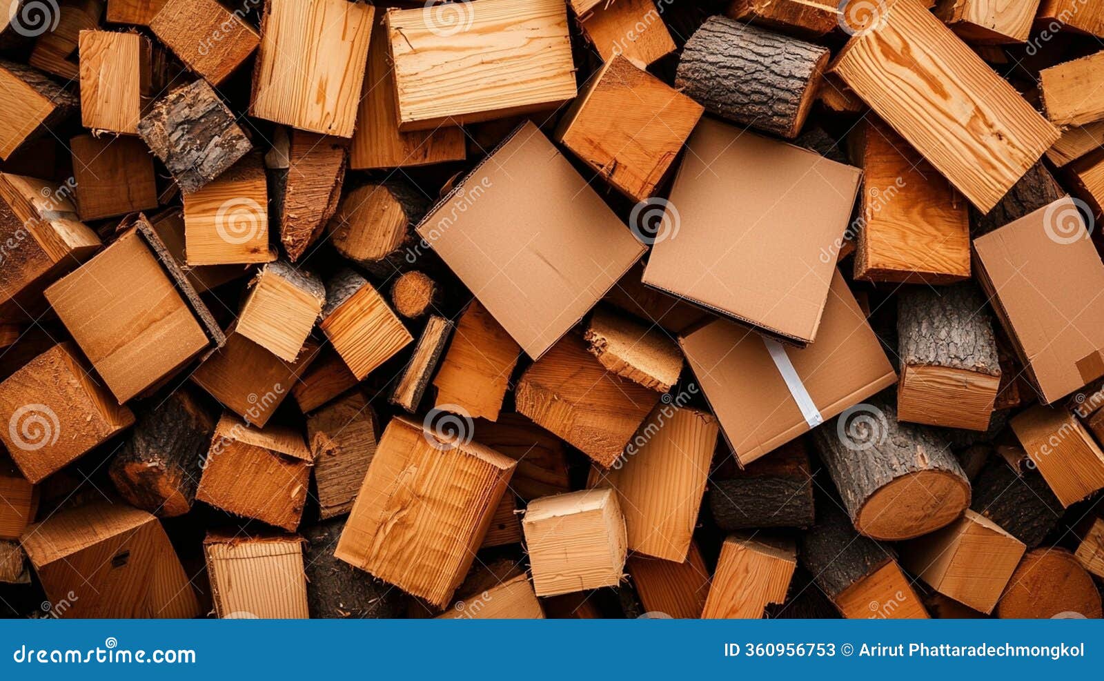 Pile Of Mixed Wood Waste And Cardboard Boxes Showcasing Various Wood ...