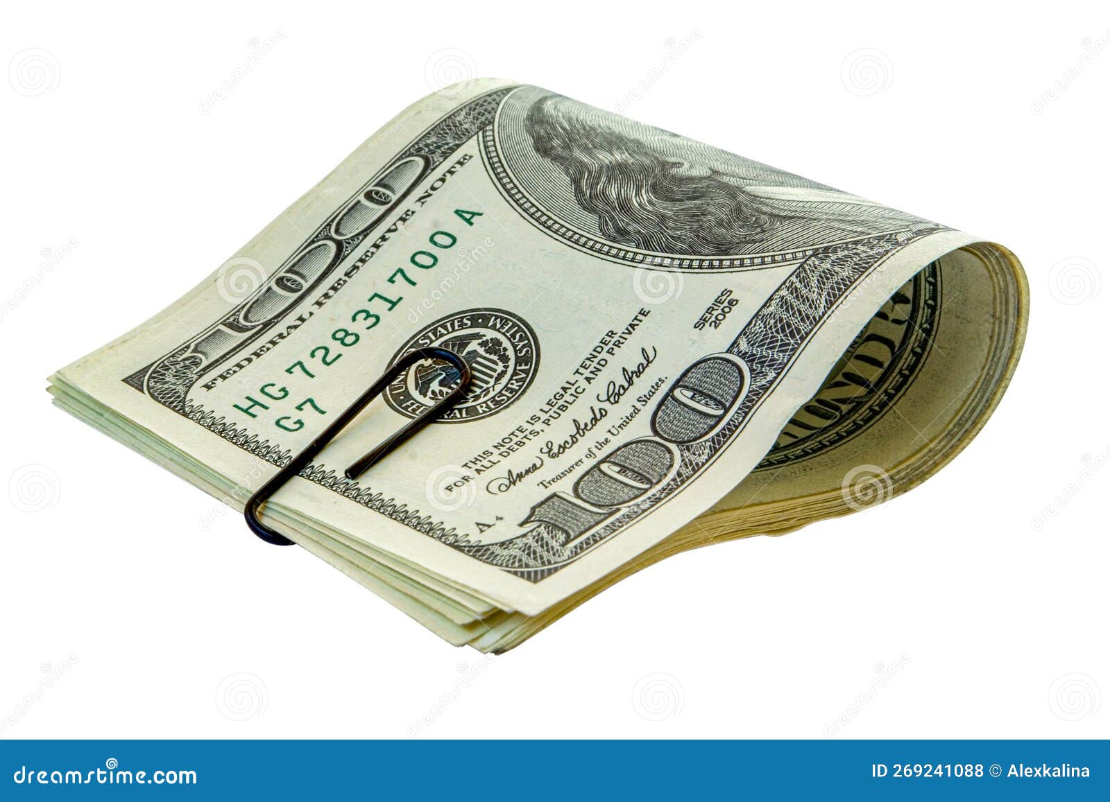 Pile of Money with Paper-clip. Stack of American Dollars. Png ...