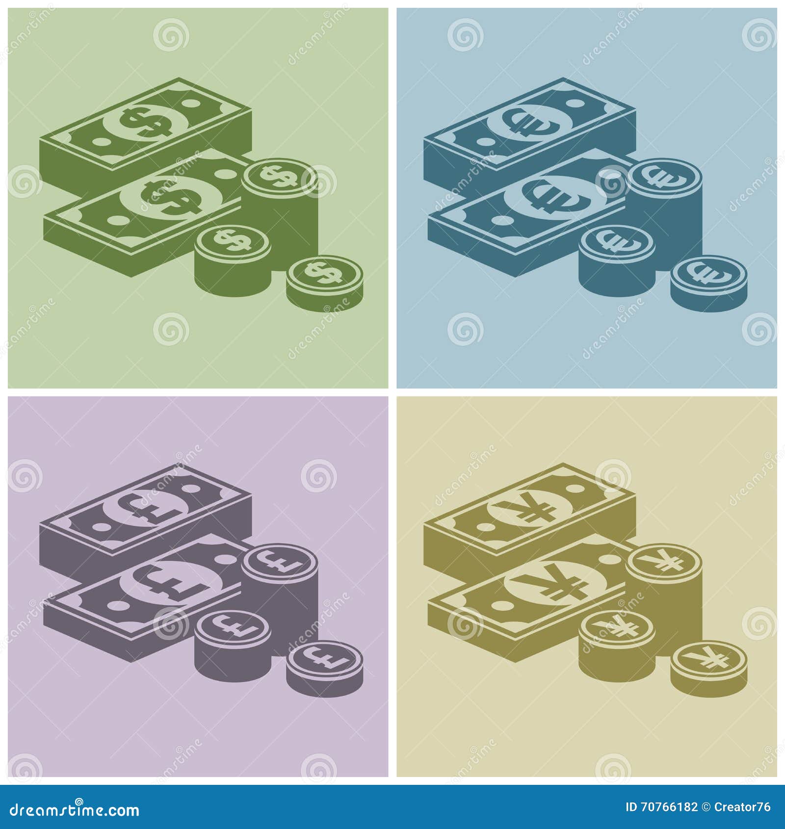 Stack Banknotes Business Cash Money Line Design Cartoon Vector ...