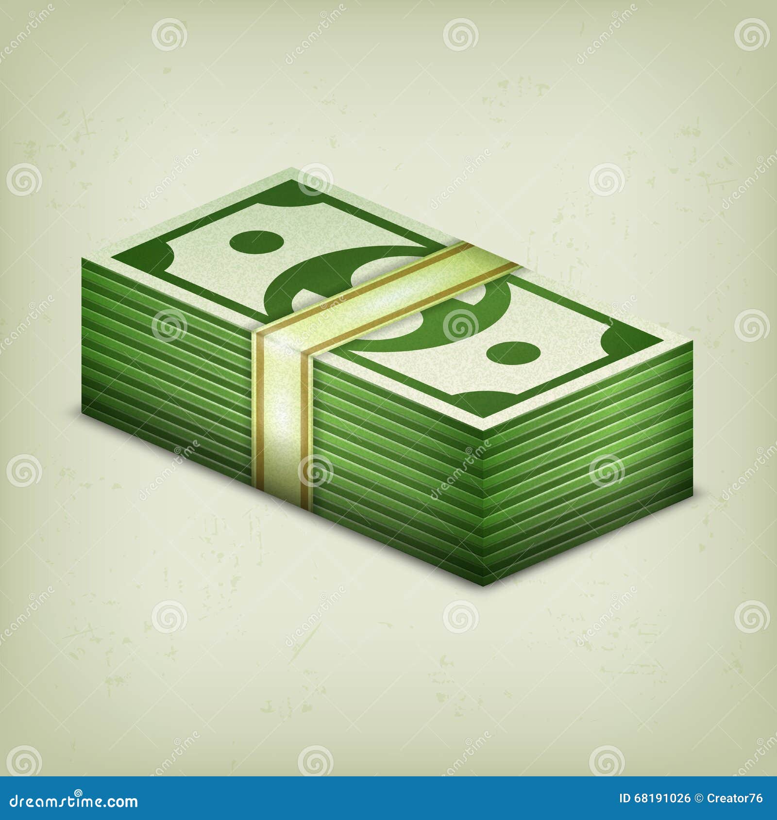 Pile of Money Stack Cash Dollar on Grey Stock Vector - Illustration of ...