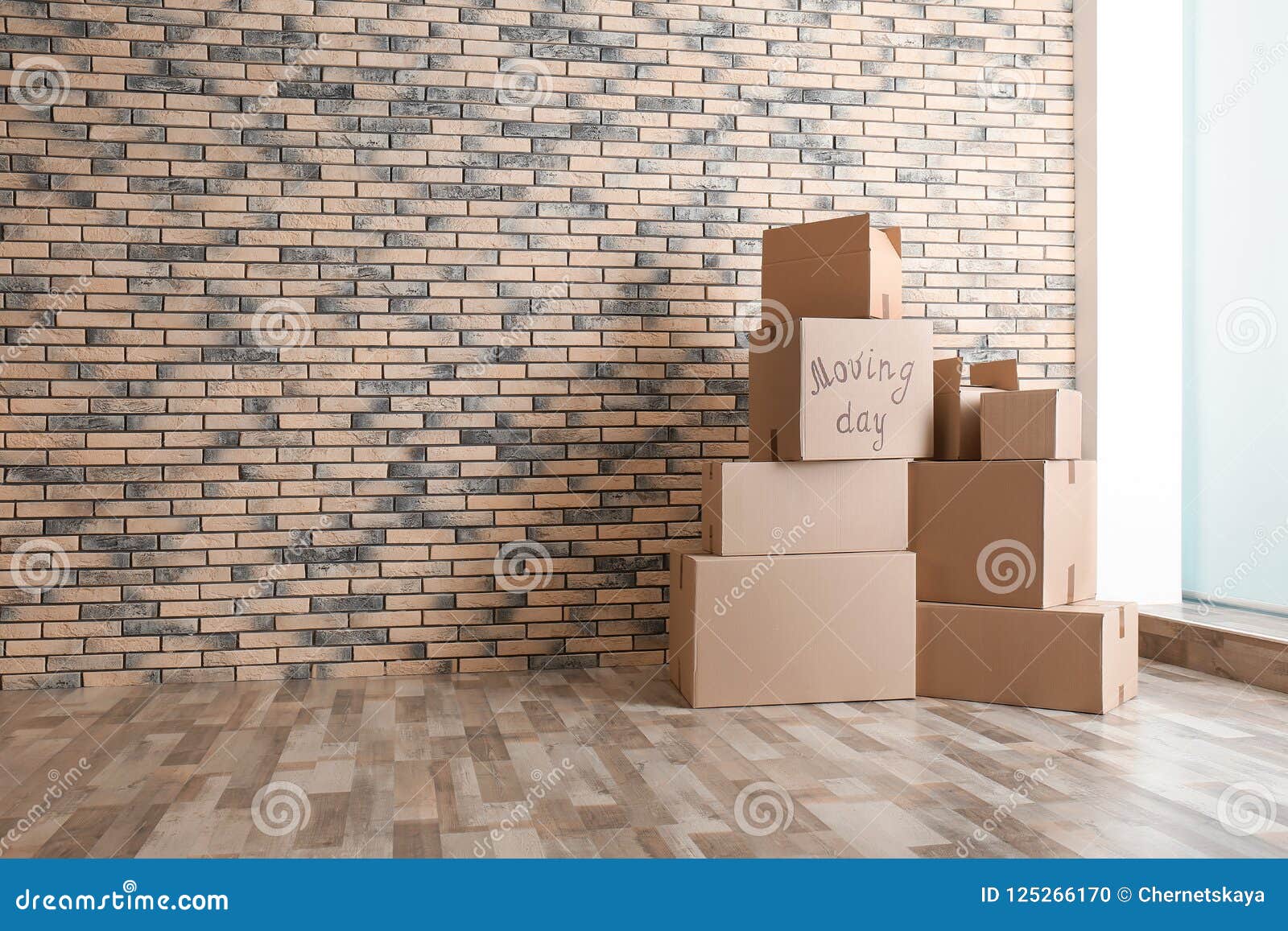 Pile of moving boxes stock photo. Image of object, pack - 125266170