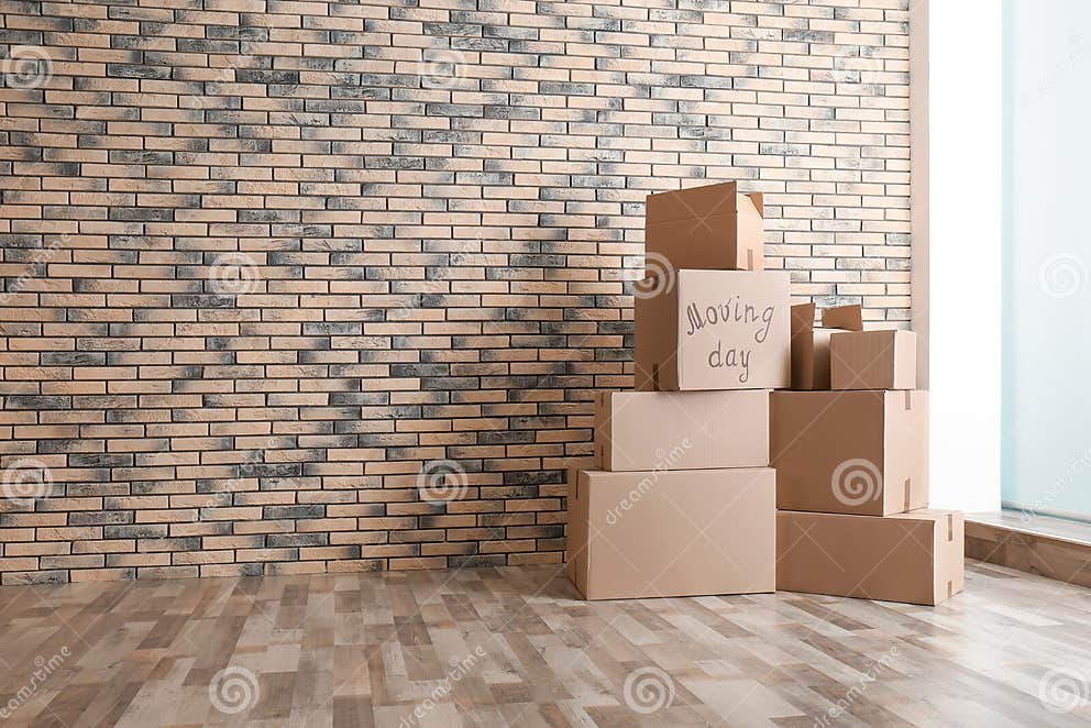 Pile of moving boxes stock photo. Image of object, pack - 125266170
