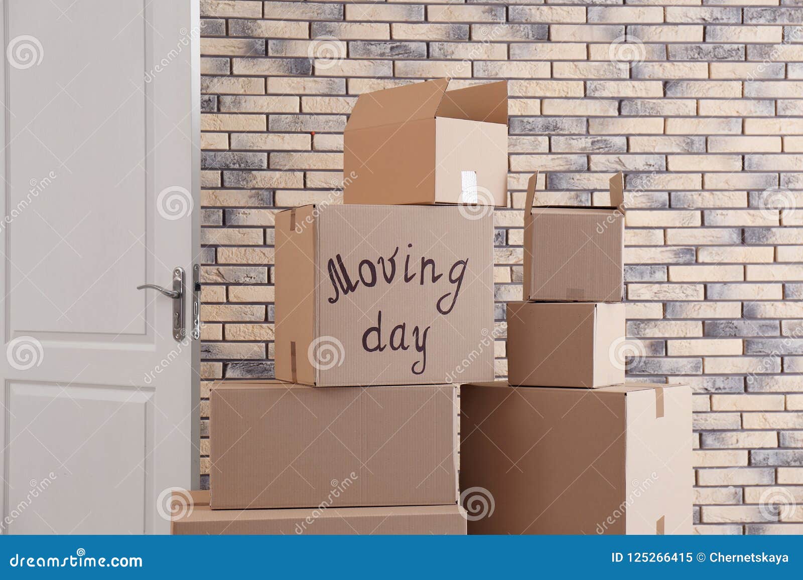 Pile of moving boxes stock image. Image of indoors, interior - 125266415