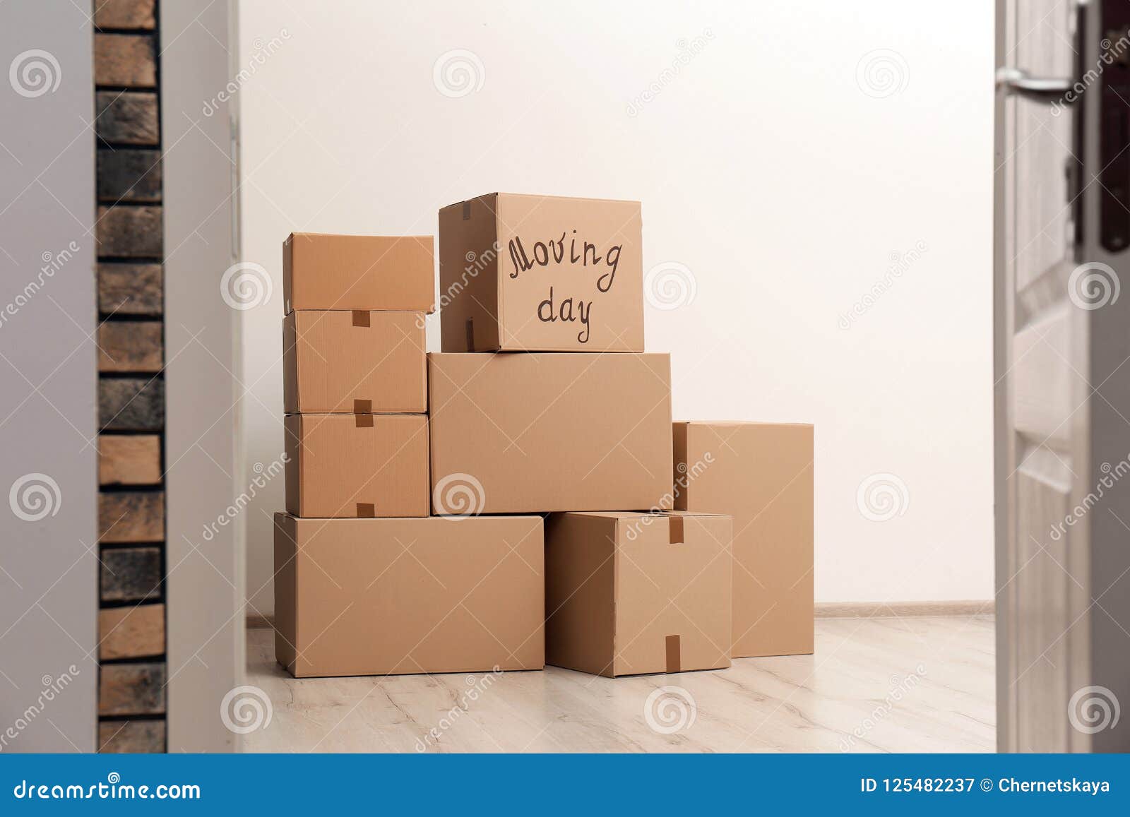Pile of moving boxes stock image. Image of packaging - 125482237