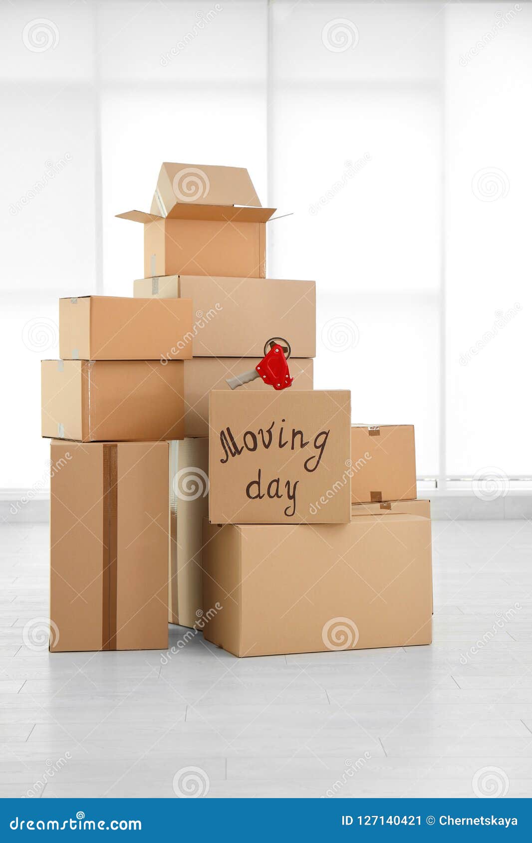 Pile of moving boxes stock image. Image of indoors, apartment - 127140421