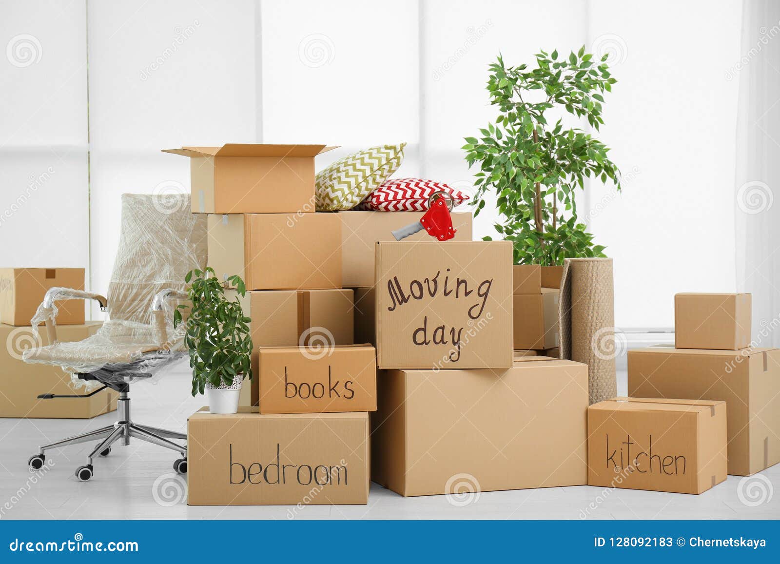 Pile of moving boxes stock image. Image of books, freight - 128092183