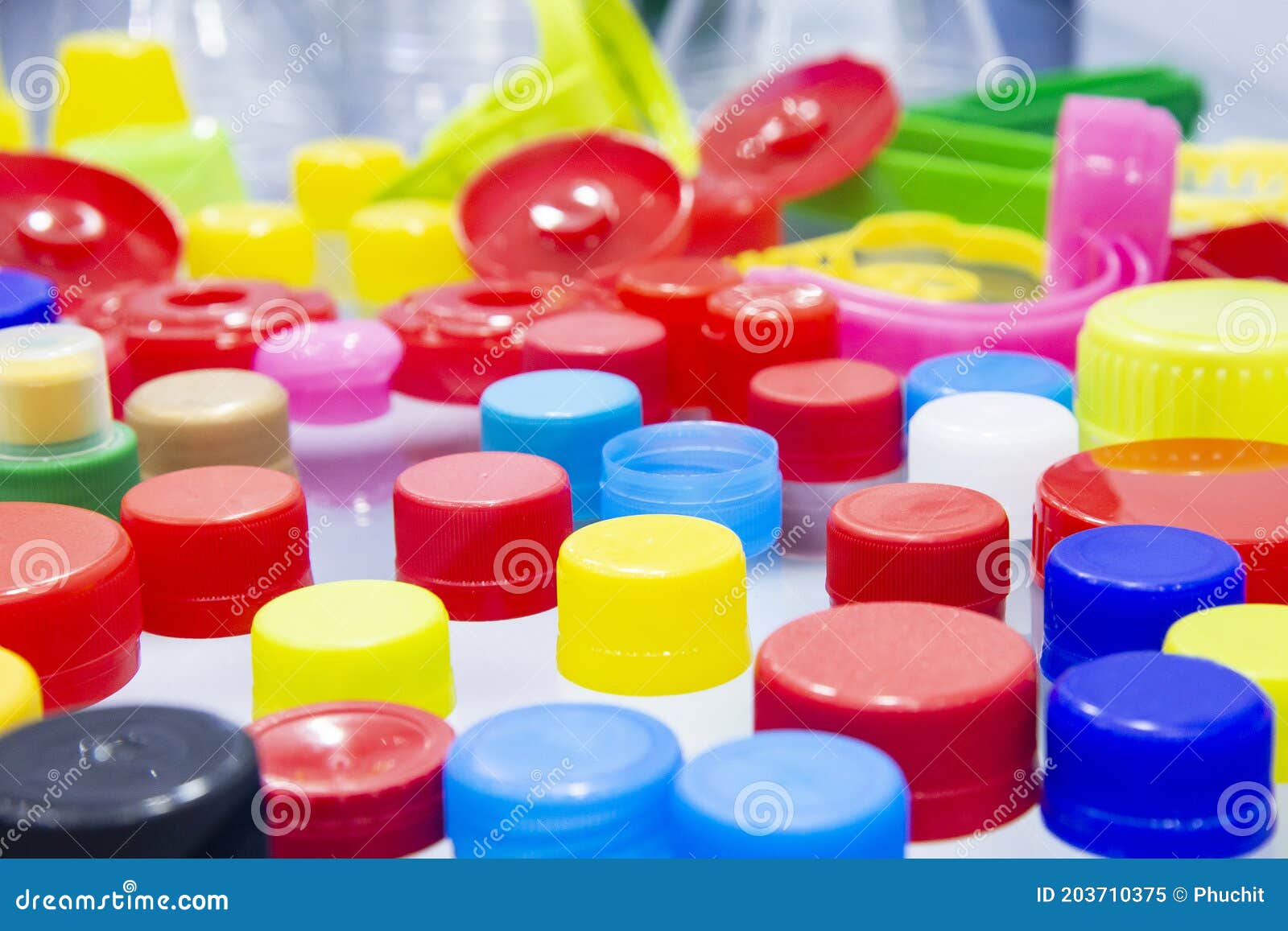 The Pile of Multi-color of Plastic Cap. Stock Image - Image of blue ...