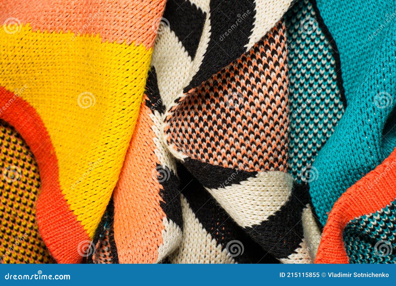 A Pile of Multi-colored Knitted Fabrics Stock Image - Image of ...
