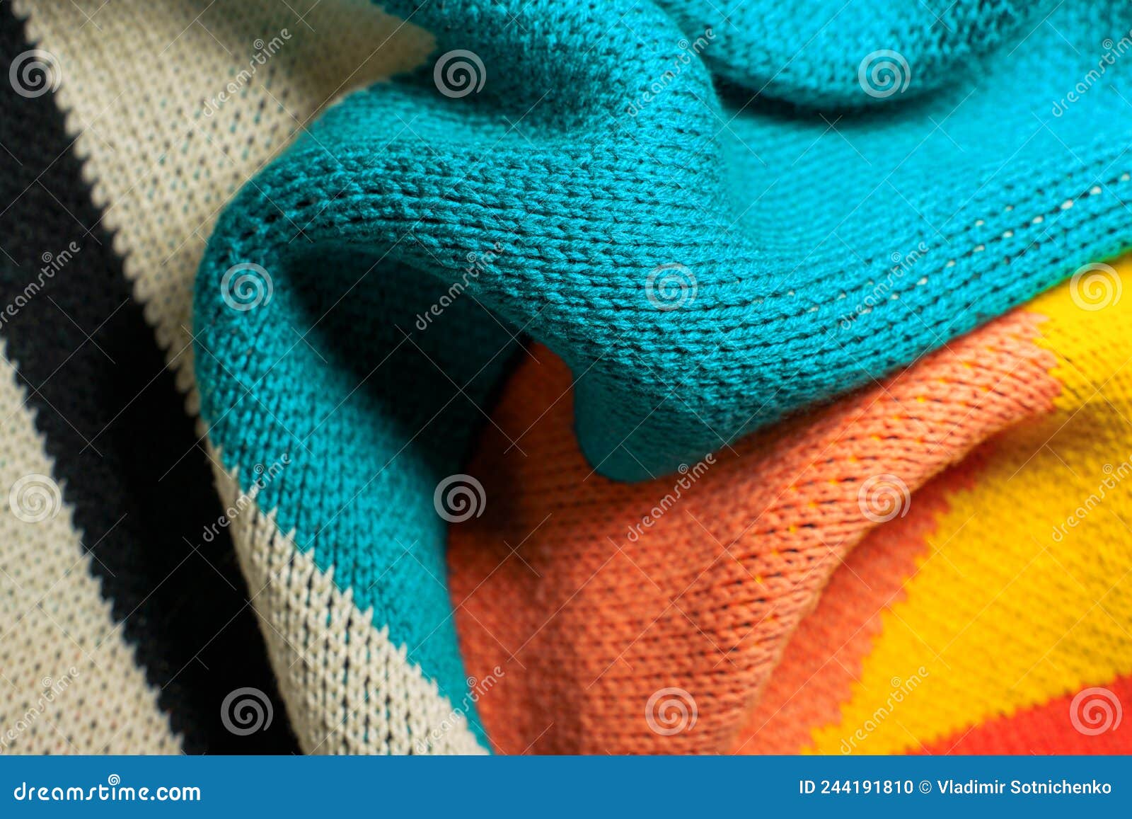 A Pile of Multi-colored Knitted Fabrics Stock Photo - Image of fashion ...