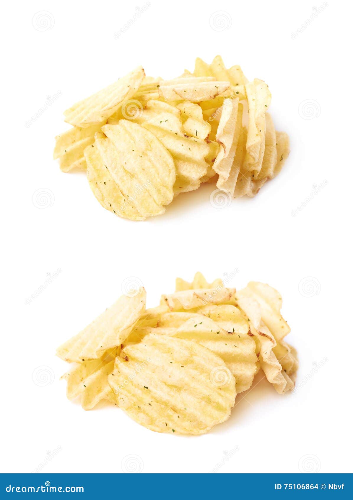 Pile of Multiple Potato Chips Isolated Stock Photo - Image of salty ...