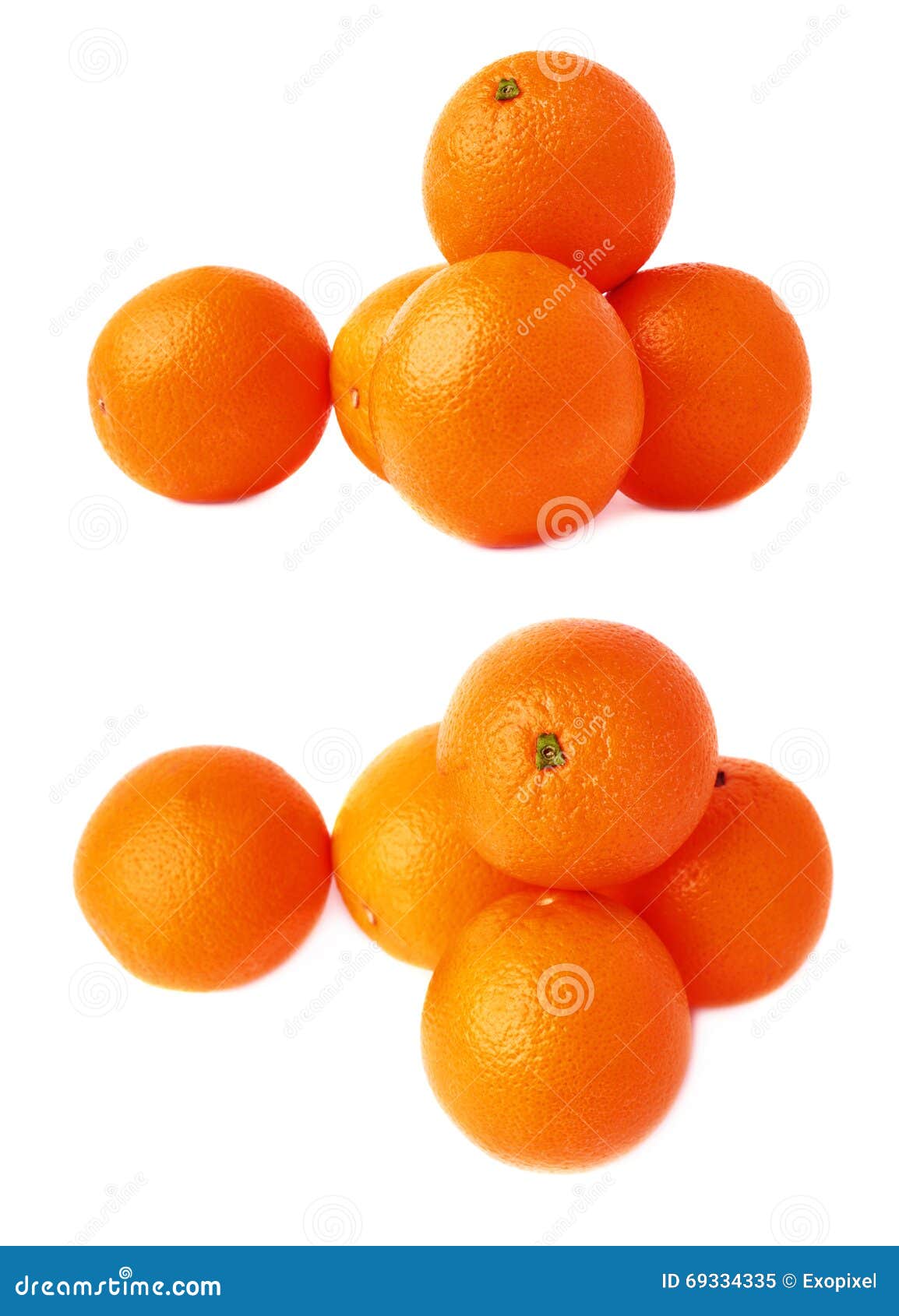Pile of Multiple Ripe Oranges, Isolated Over the White Background, Set ...