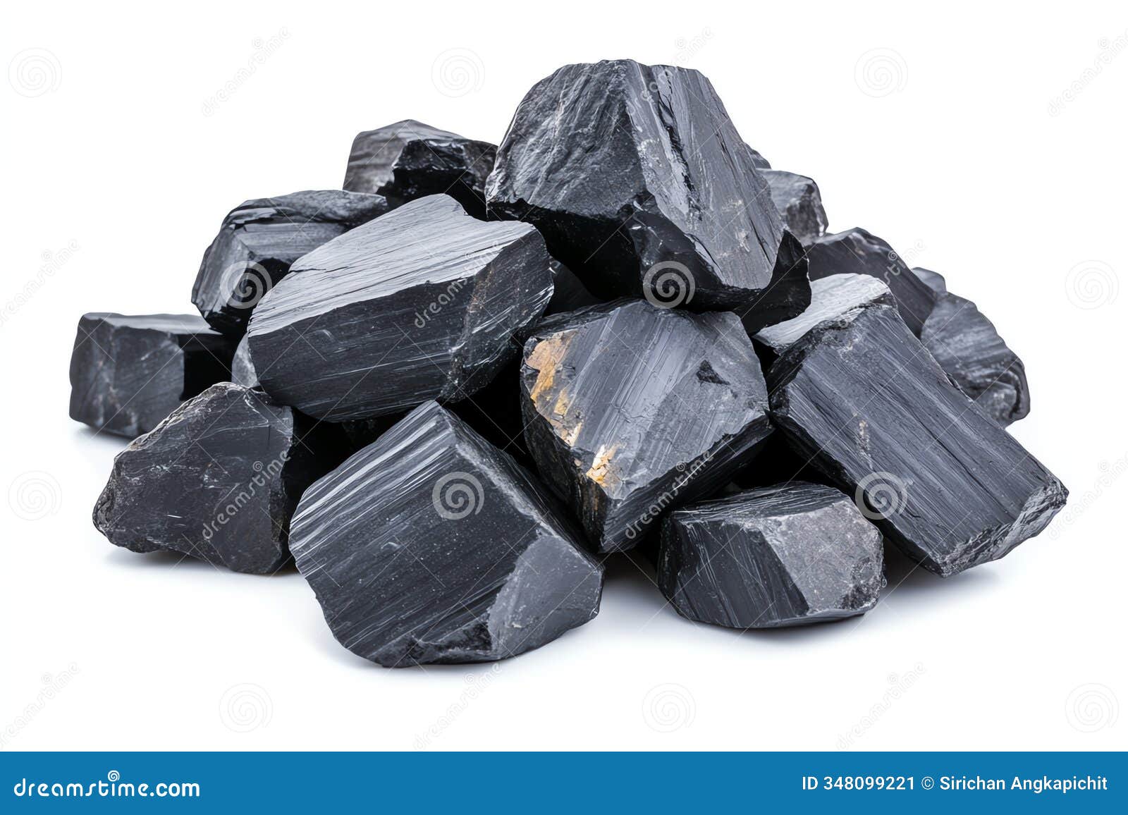 A Pile of Natural Black Stones on a White Background Stock Illustration ...