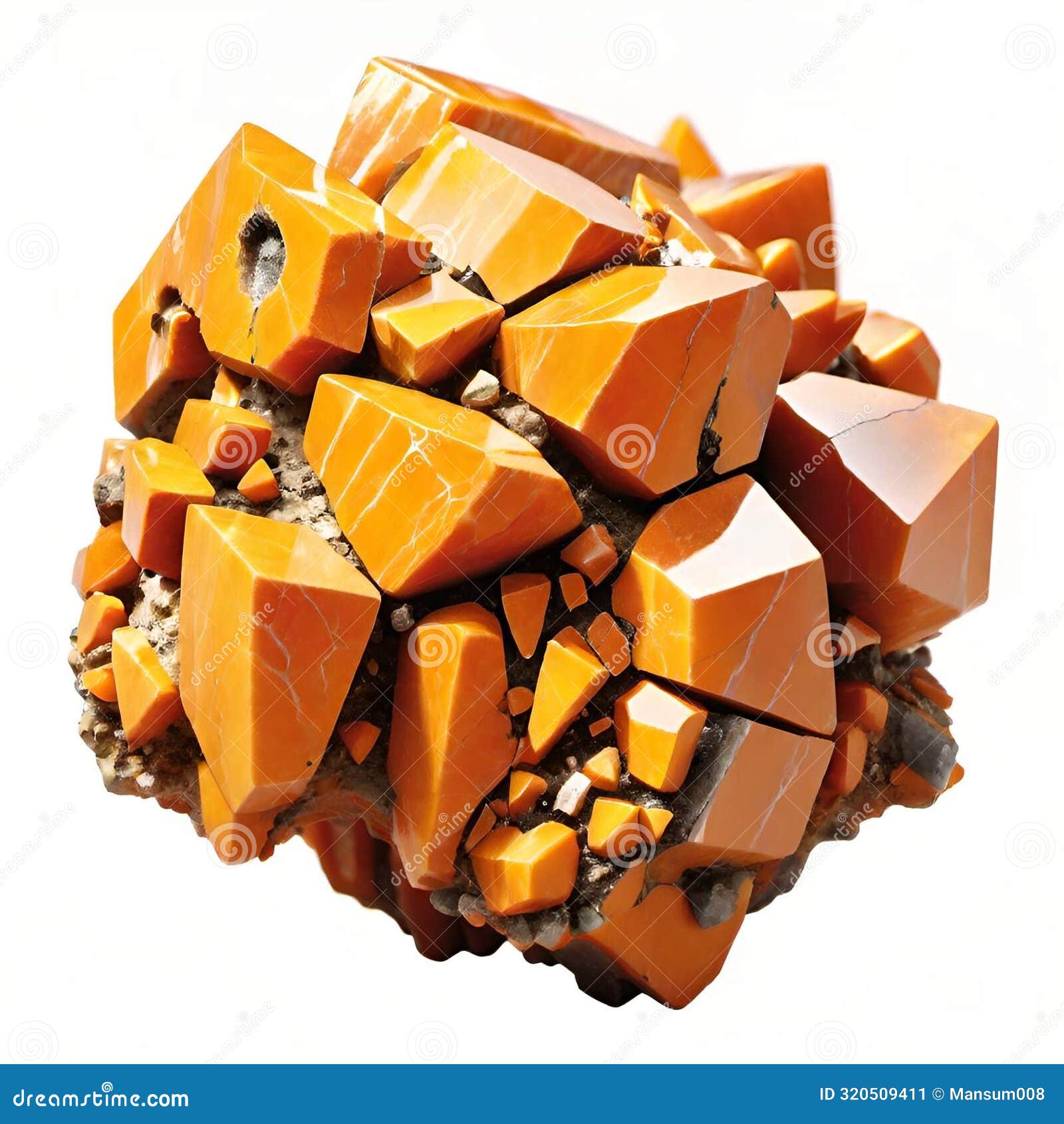 Pile of Natural Stone with Orange Amber Isolated on White Background ...