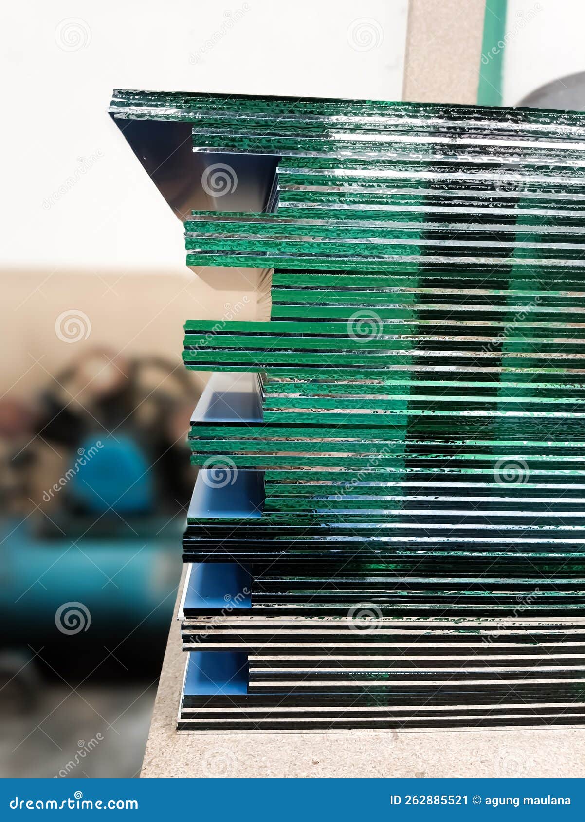 Pile of Neatly Arranged Thin Mirror Glass Stock Image - Image of glass ...