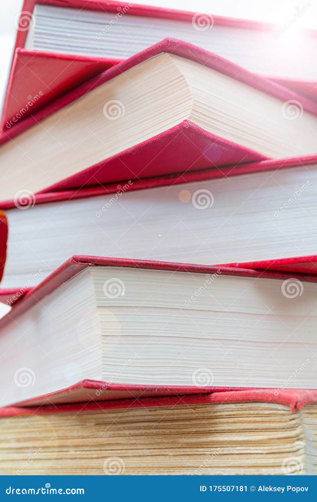 Pile of New Books. Books in Red Covers Stock Image - Image of reading ...