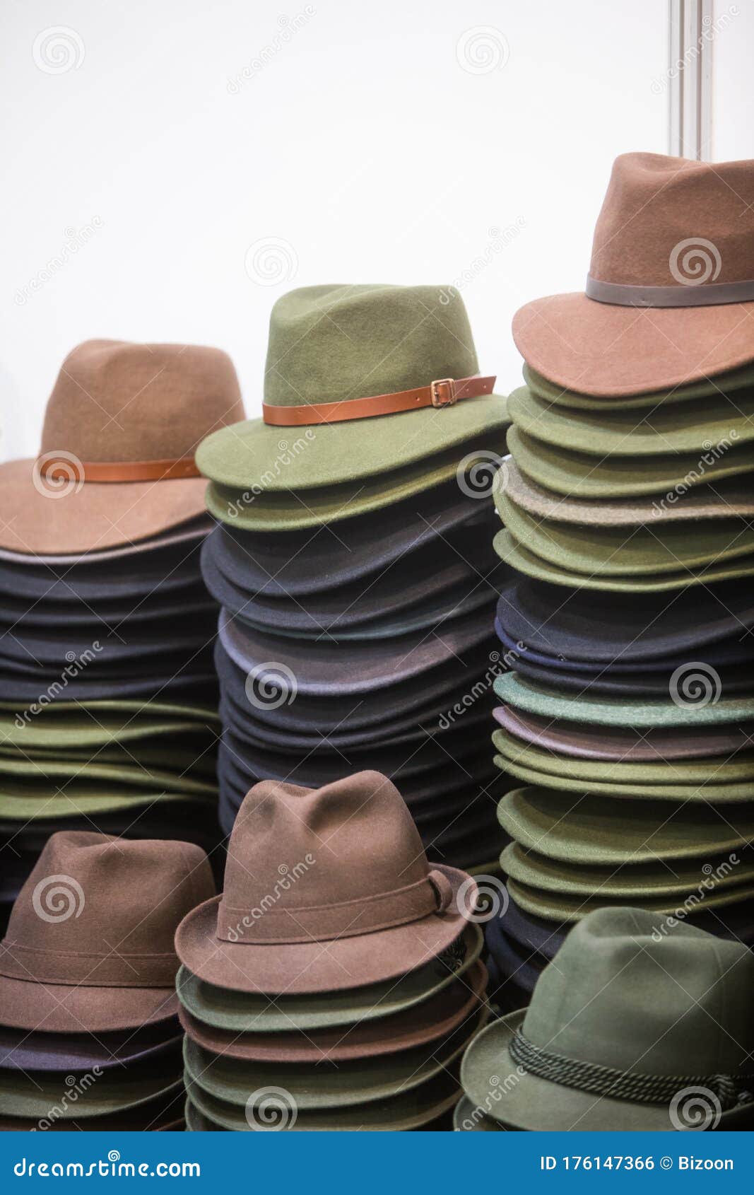 Pile of new hats stock photo. Image of accessory, shelf - 176147366
