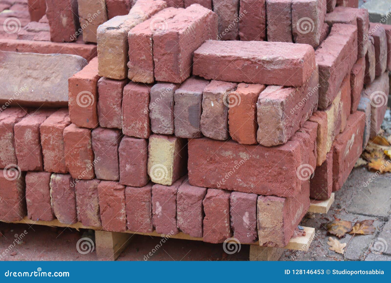 Pile of new red bricks stock image. Image of brick, pattern - 128146453
