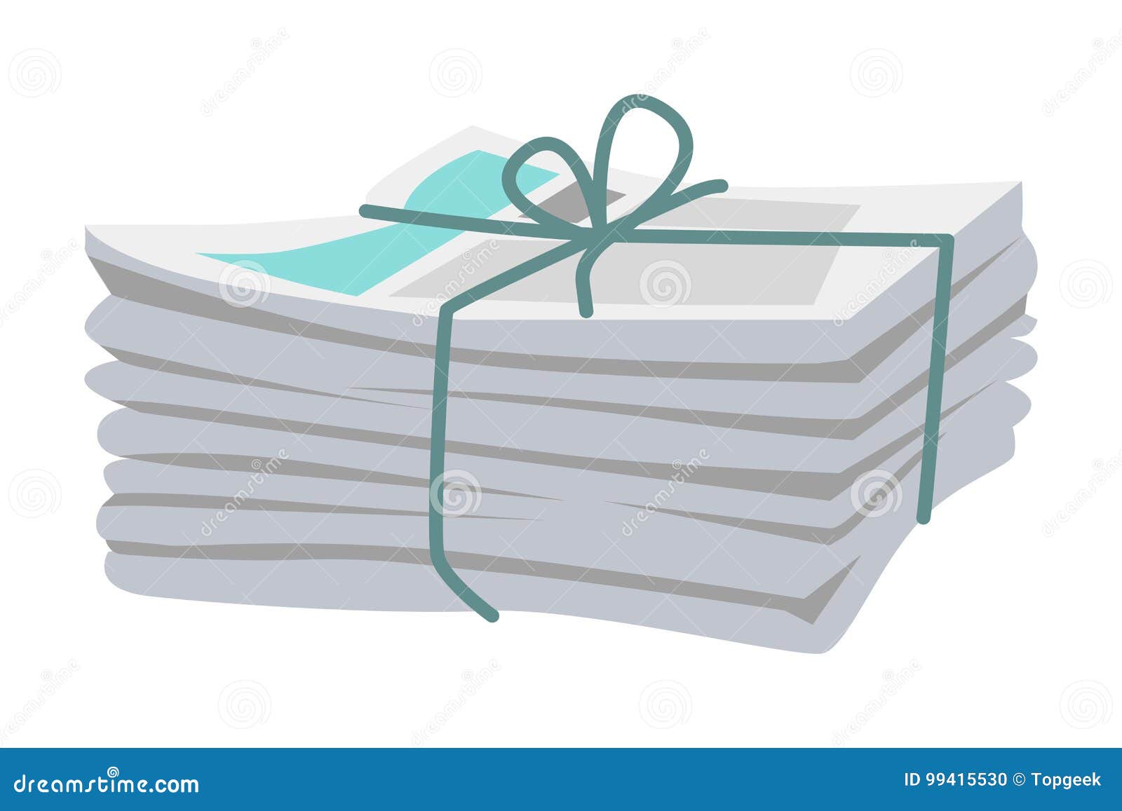 Pile of Newspapers Bound with String on White Stock Vector ...