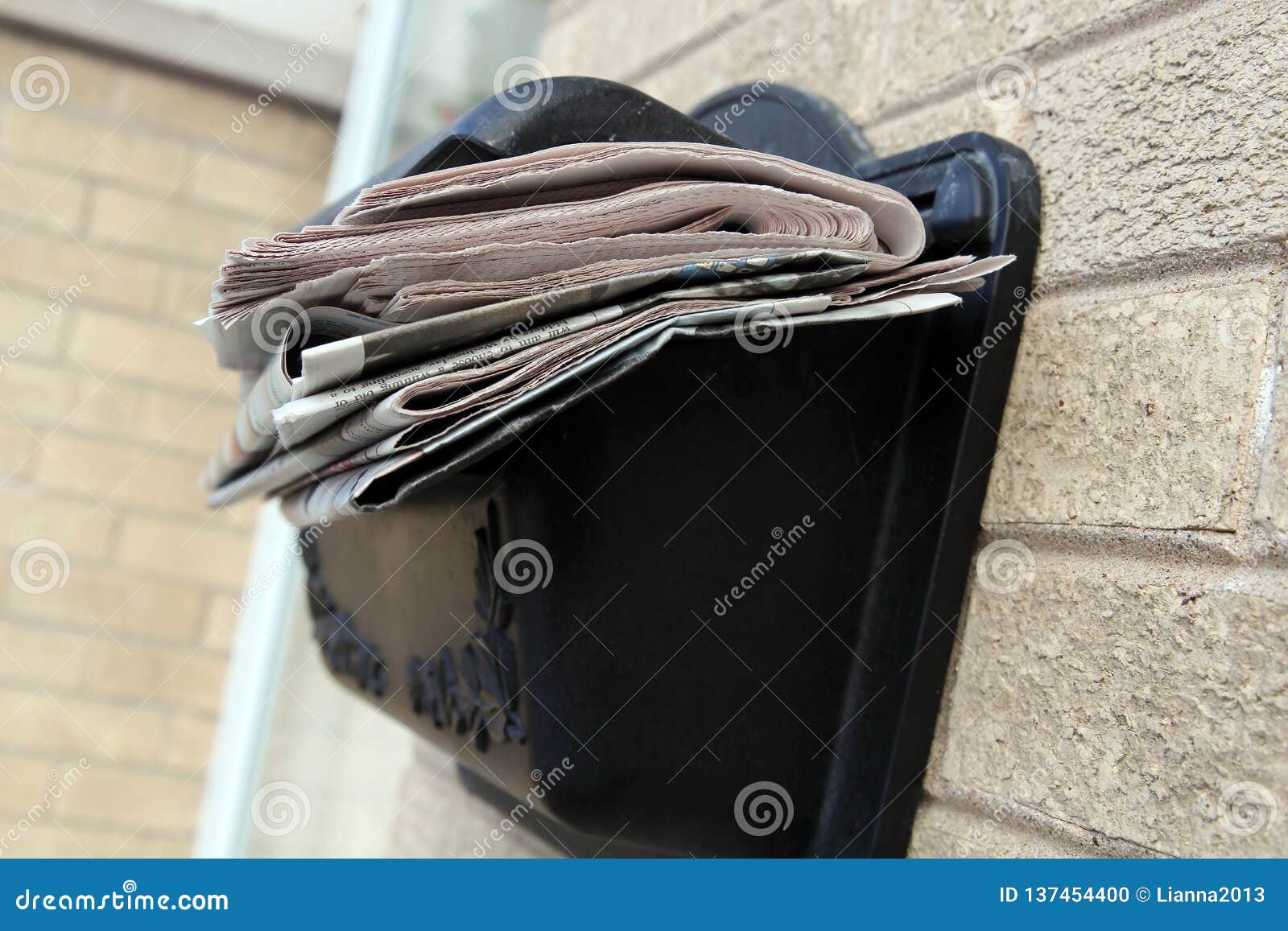 A Pile of Newspapers in a Box. Stock Photo - Image of reader, press ...