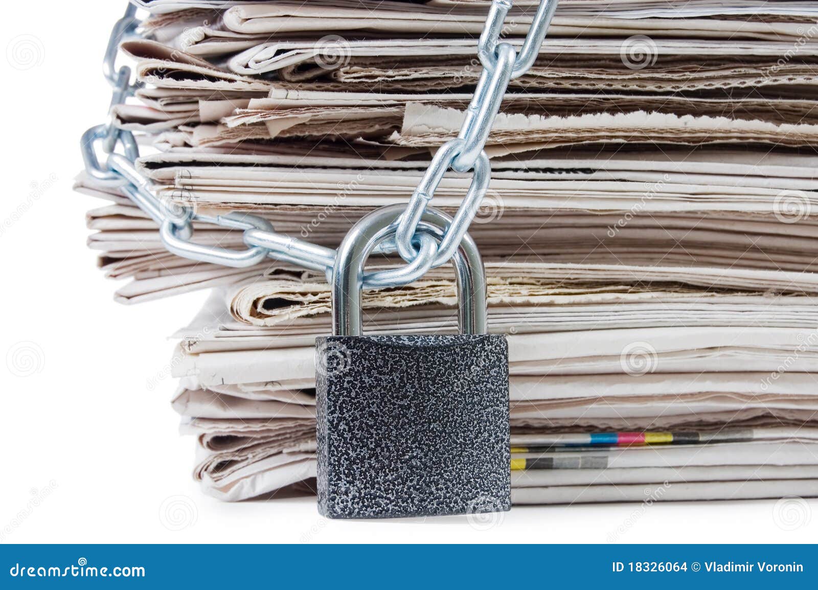 Pile of Newspapers with Chains, on White Stock Photo - Image of politic ...