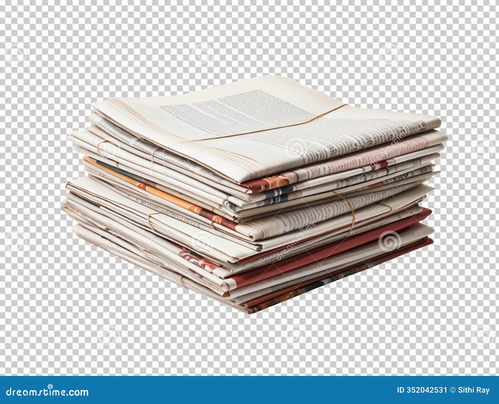 Set Of Pile Newspapers Bound With String Vector Illustration Isolated ...