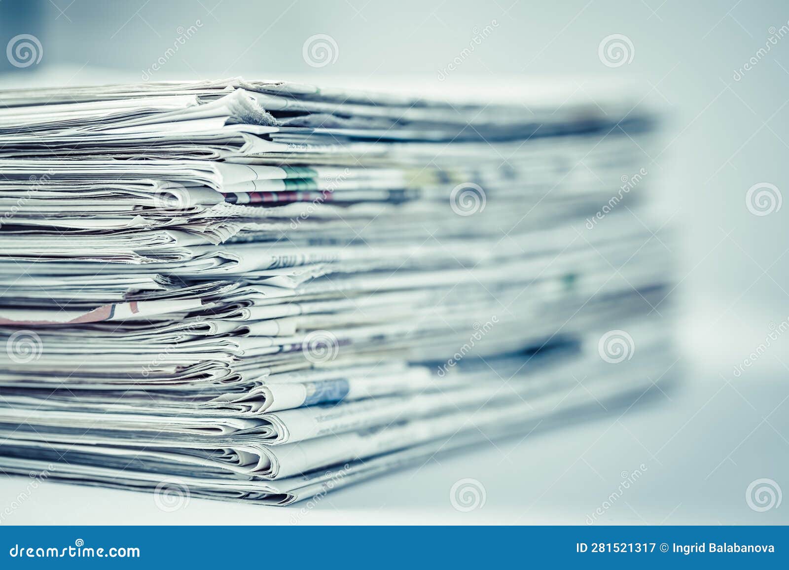 Pile of Newspapers on Table. Folded and Stacked Journals Stock Image ...