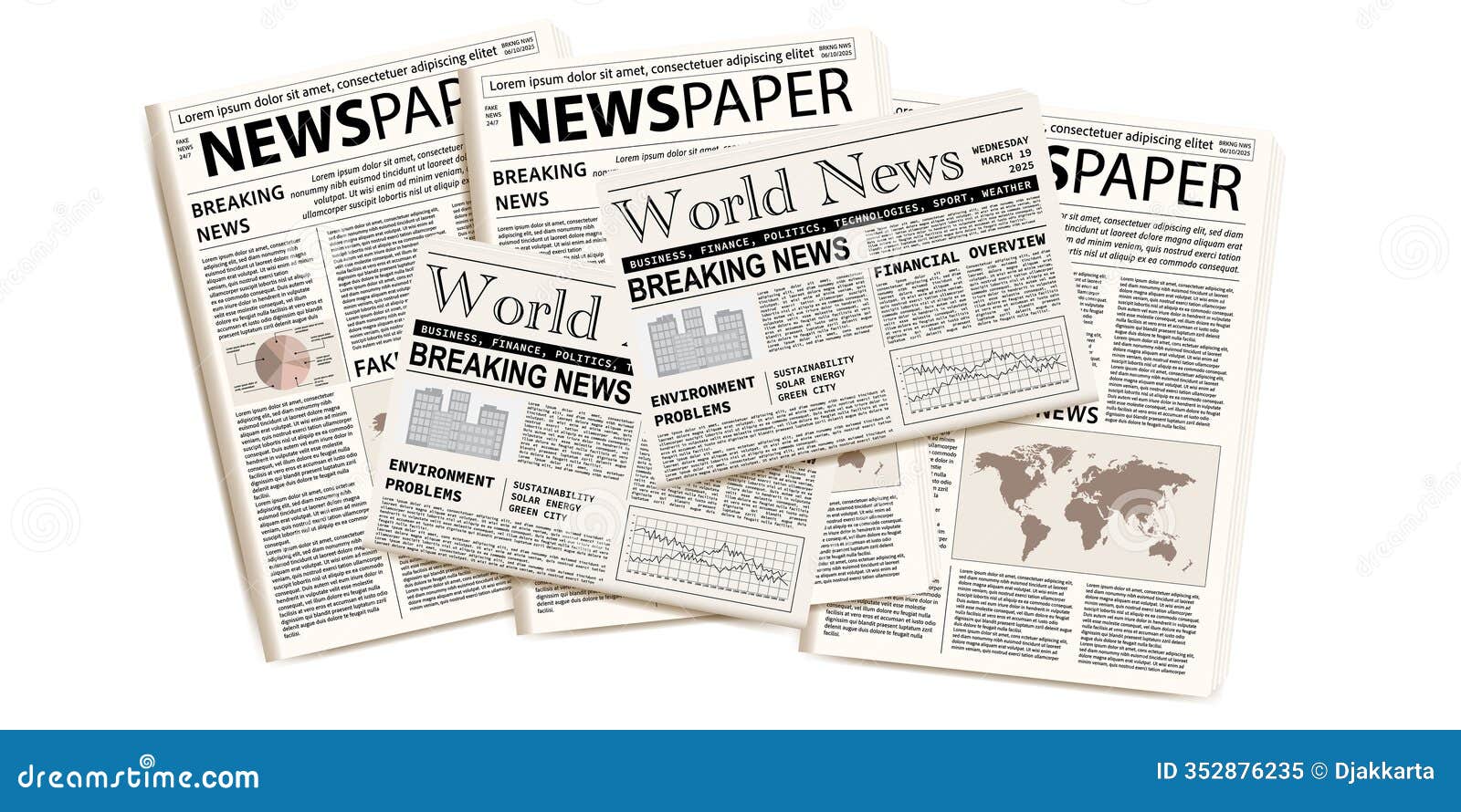 Pile of Newspapers on White Background. Stack of Newspapers Stock ...