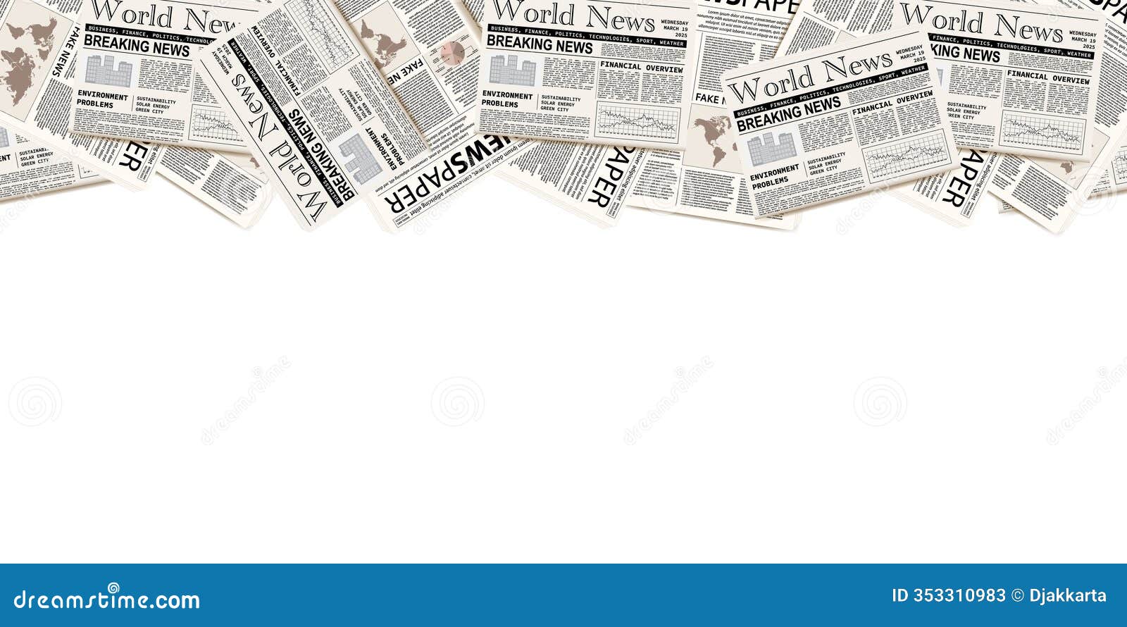 Pile of Newspapers on White Background. Stack of Newspapers. Paper ...