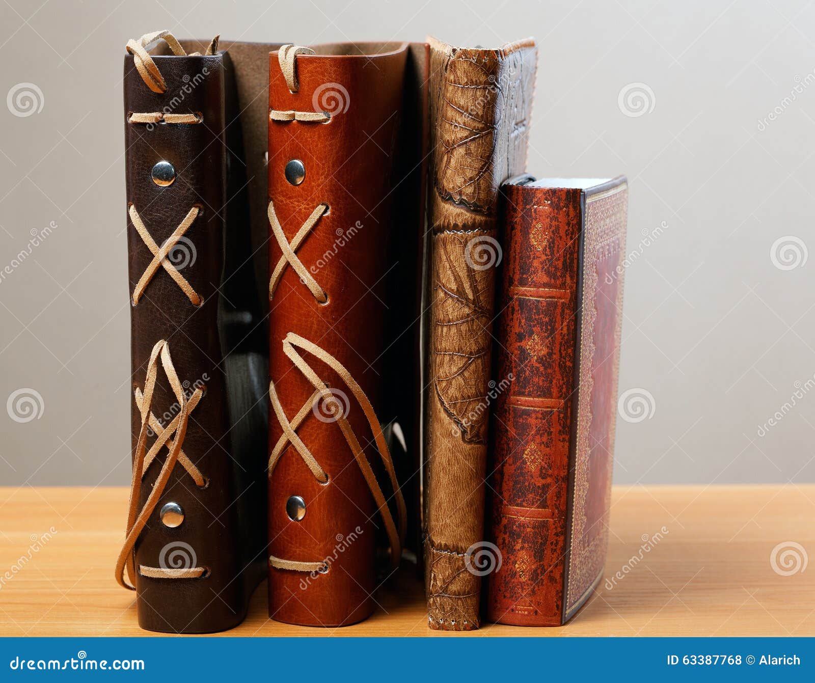 Pile of Notebooks in Leather Covers Stock Photo - Image of note, write ...