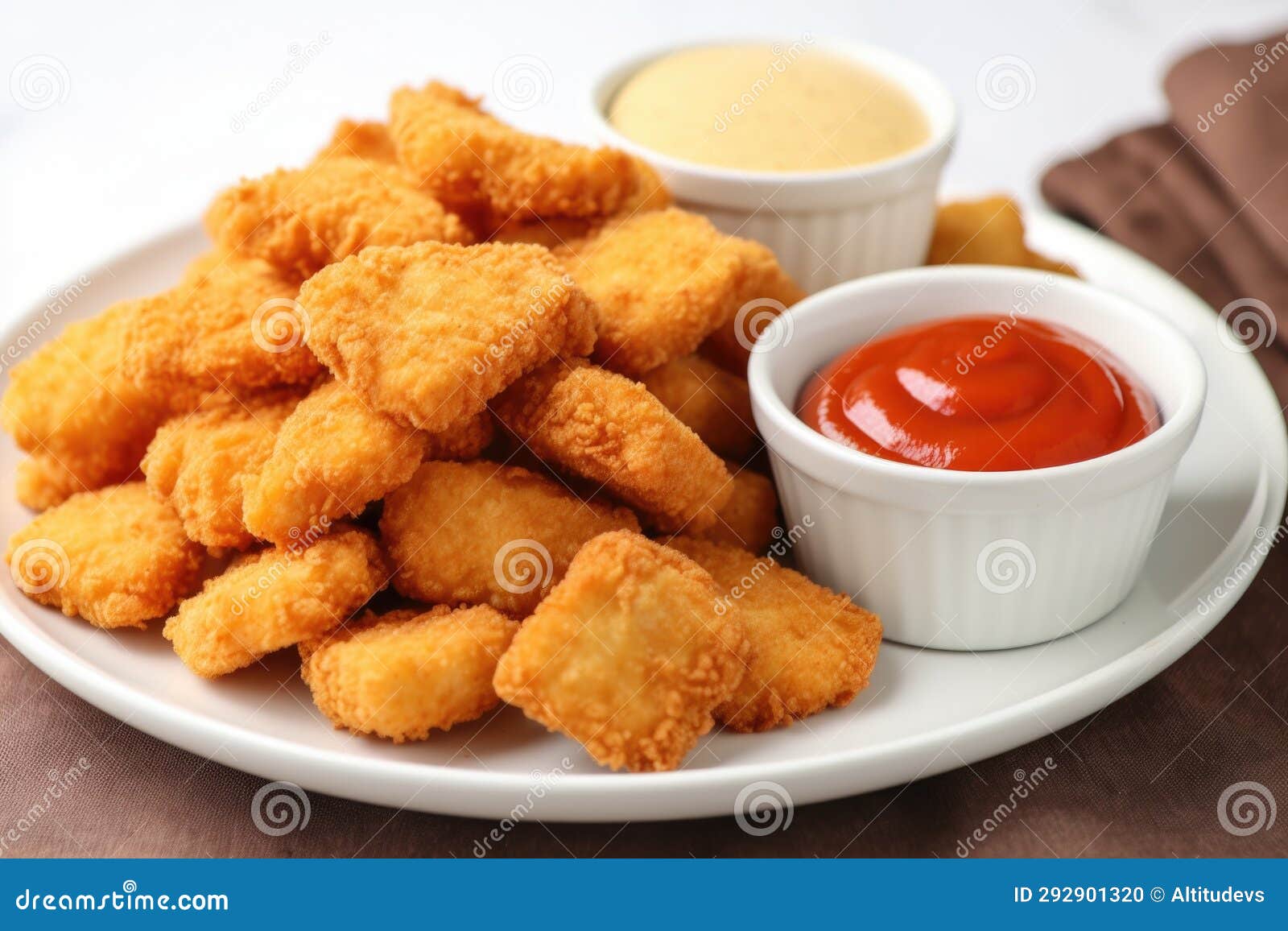 Pile of Nuggets on a White Plate Stock Photo - Image of snack ...