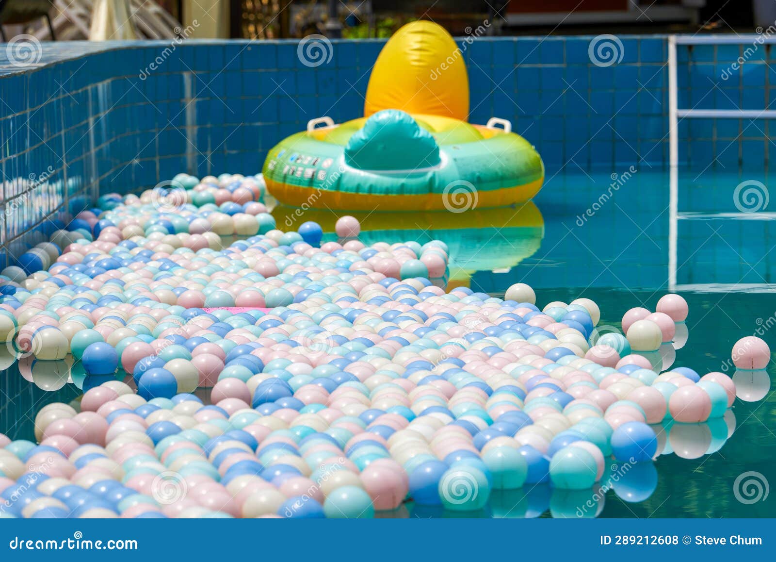 Pile of Ocean Balls in Swimming Pool Closeup Stock Photo - Image of ...