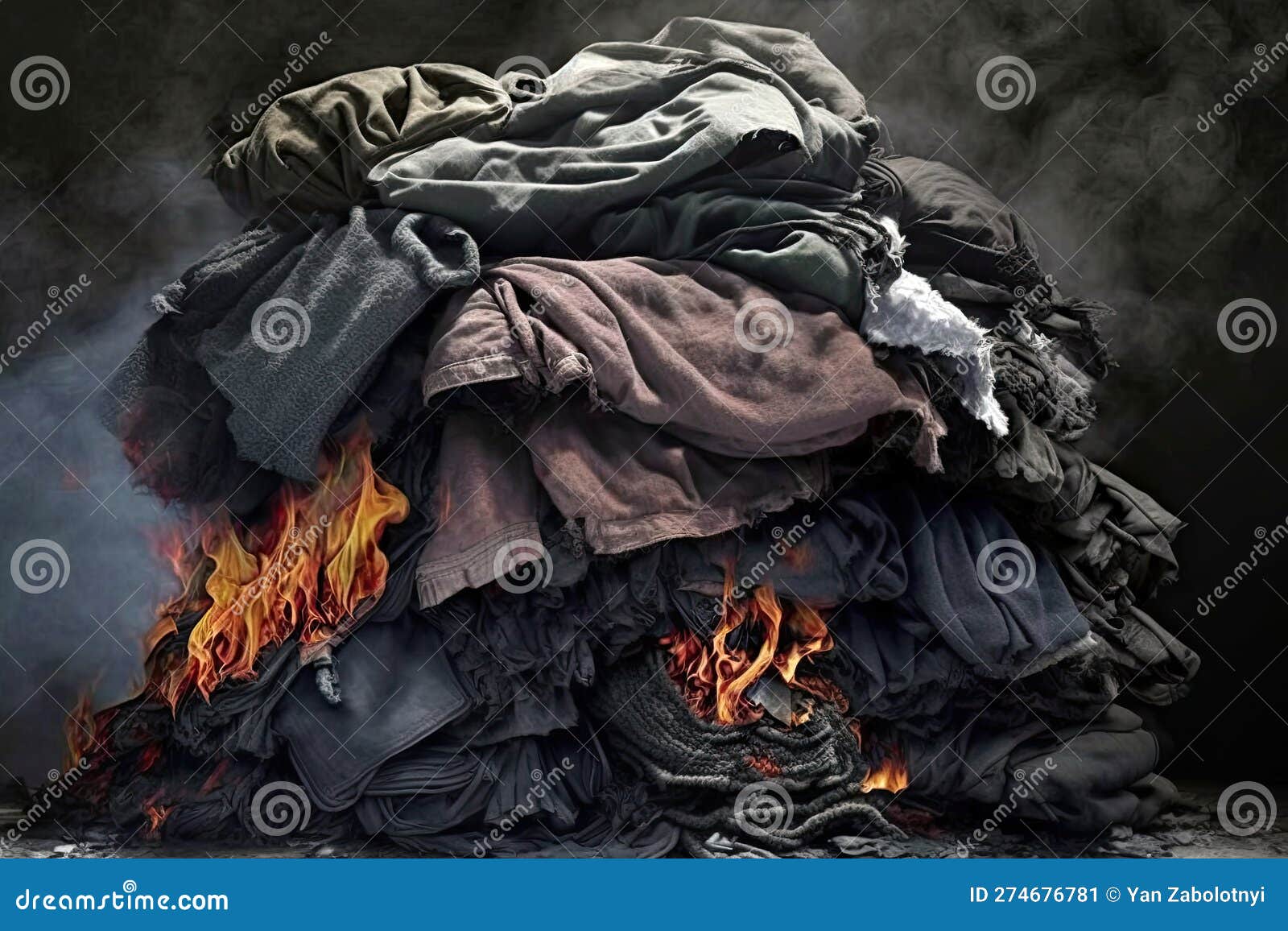 A Pile of Oily Rags that Has Caught Fire. Generative AI Stock ...