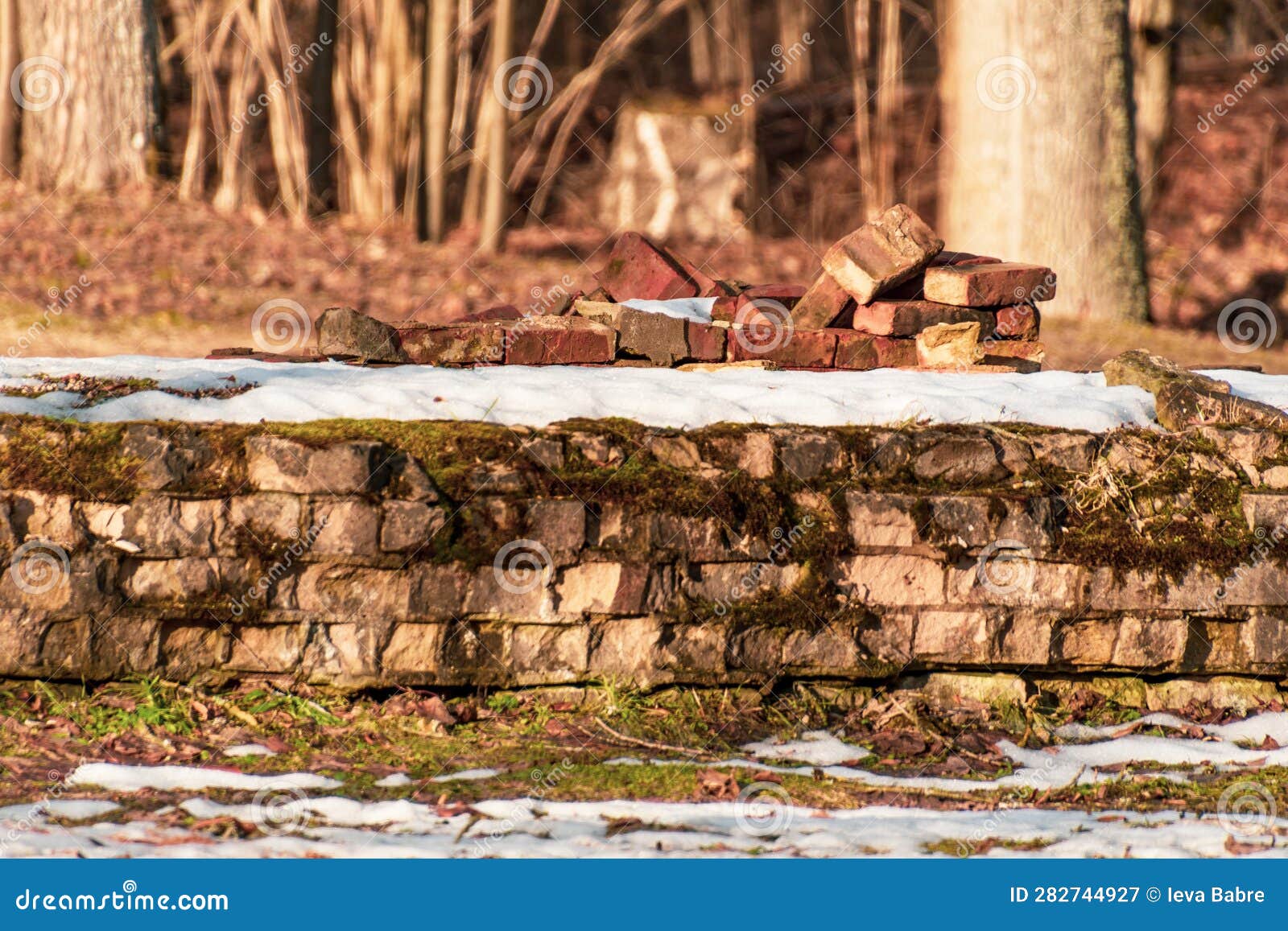 A Pile of Old Bricks on the Foundations of the Stage Stock Image ...