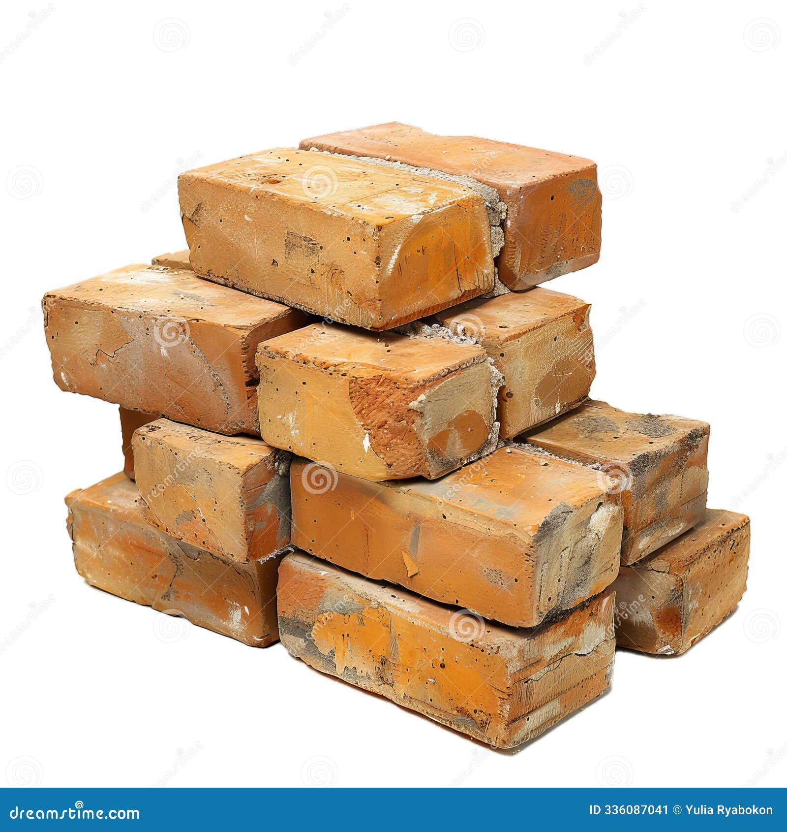 Pile of Old Bricks Isolated on White Background Stock Image - Image of ...