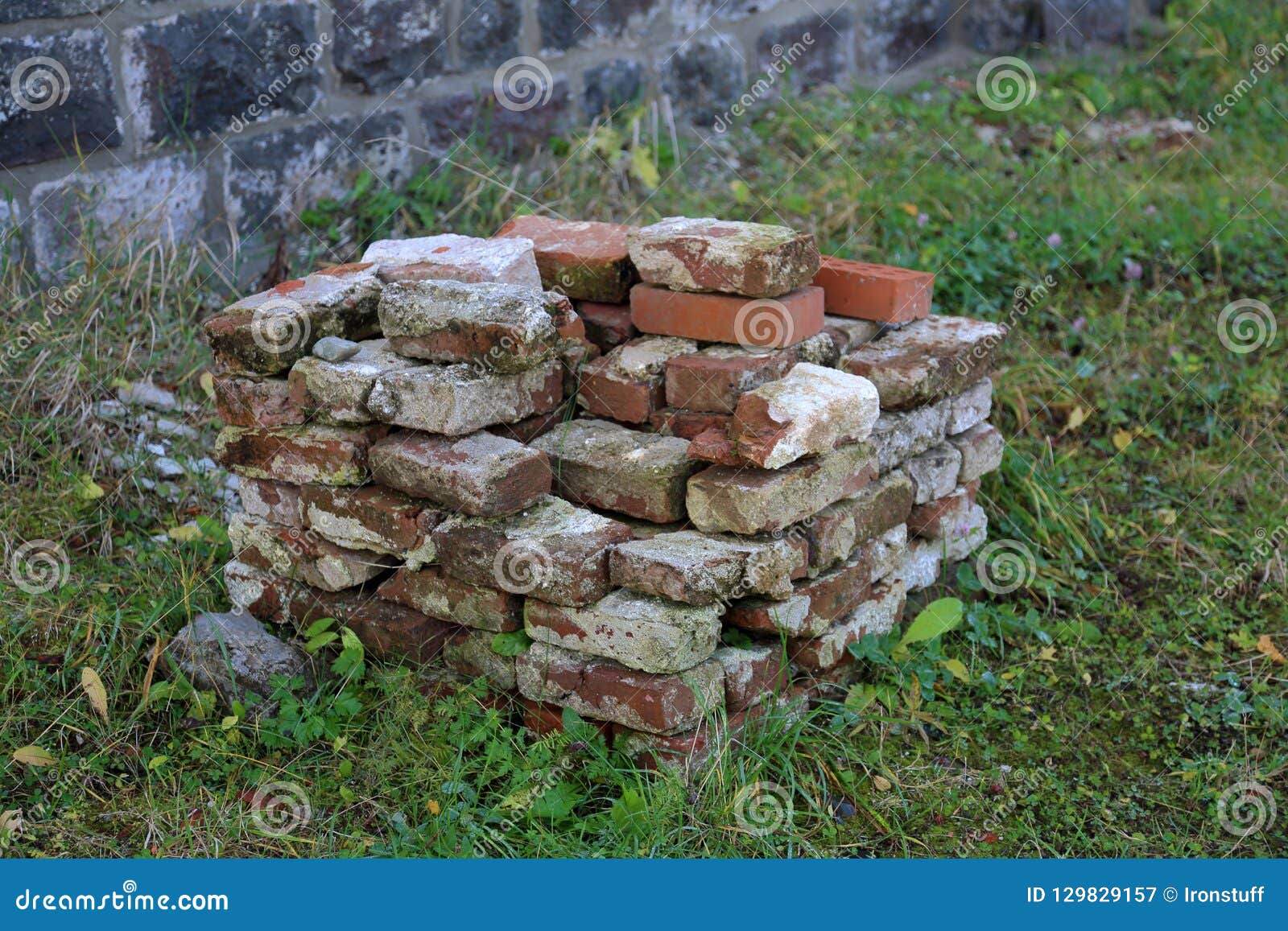 Pile of old bricks stock image. Image of orange, vintage - 129829157