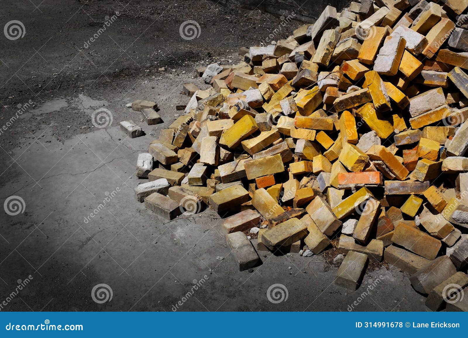Pile of Old Bricks in Urban Setting Construction Building Stock Photo ...