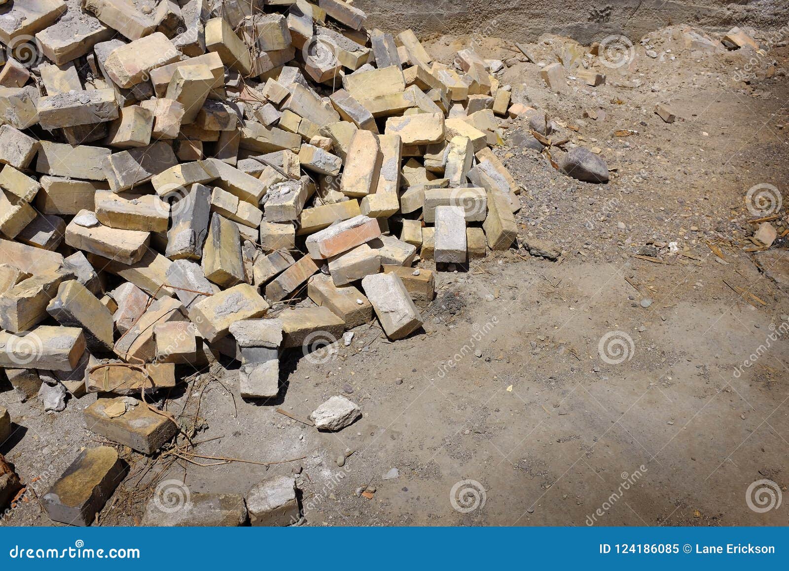 Pile of Old Bricks in Urban Setting Construction Building Stock Image ...