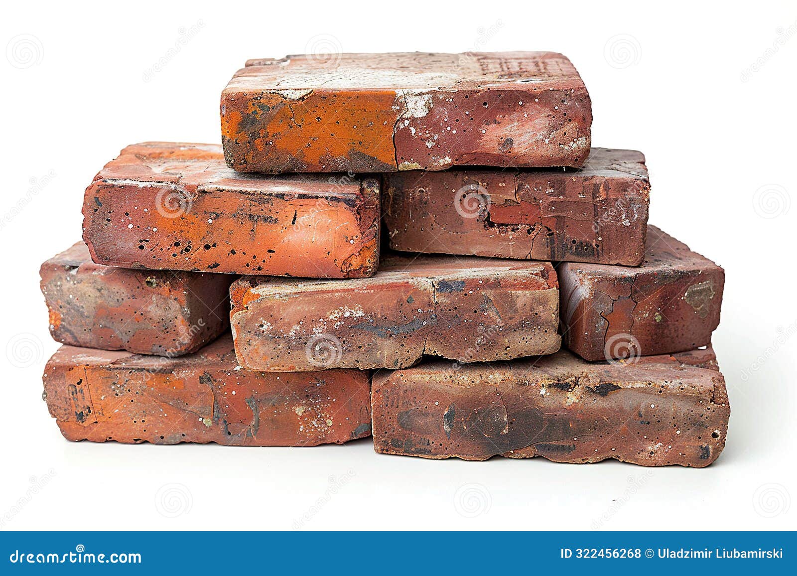 A Pile of Old Broken Bricks on a White Background. Generated by ...