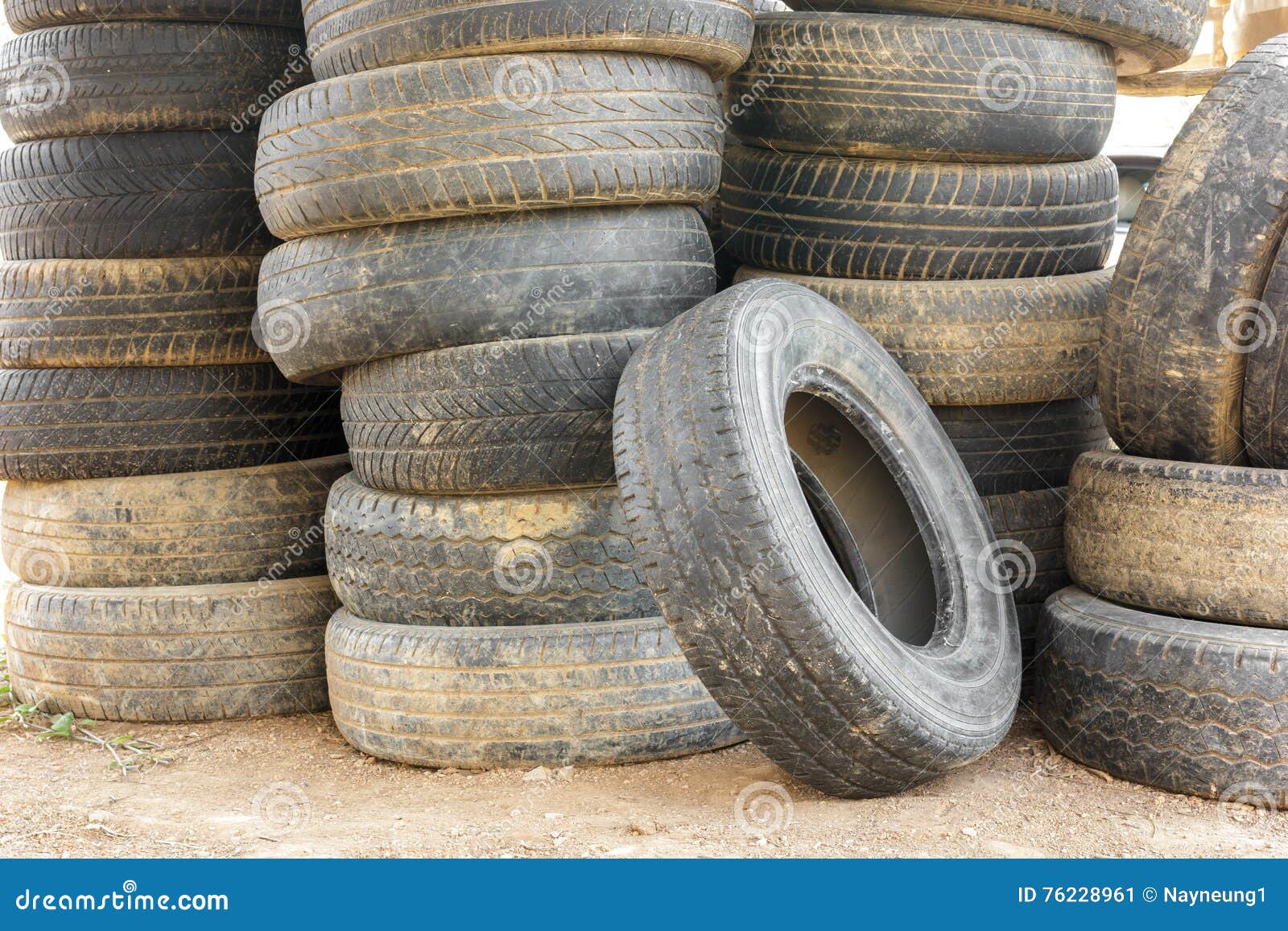 Rubber Recycling Car Tire Old Wheels Waste Stack Stock Photography ...