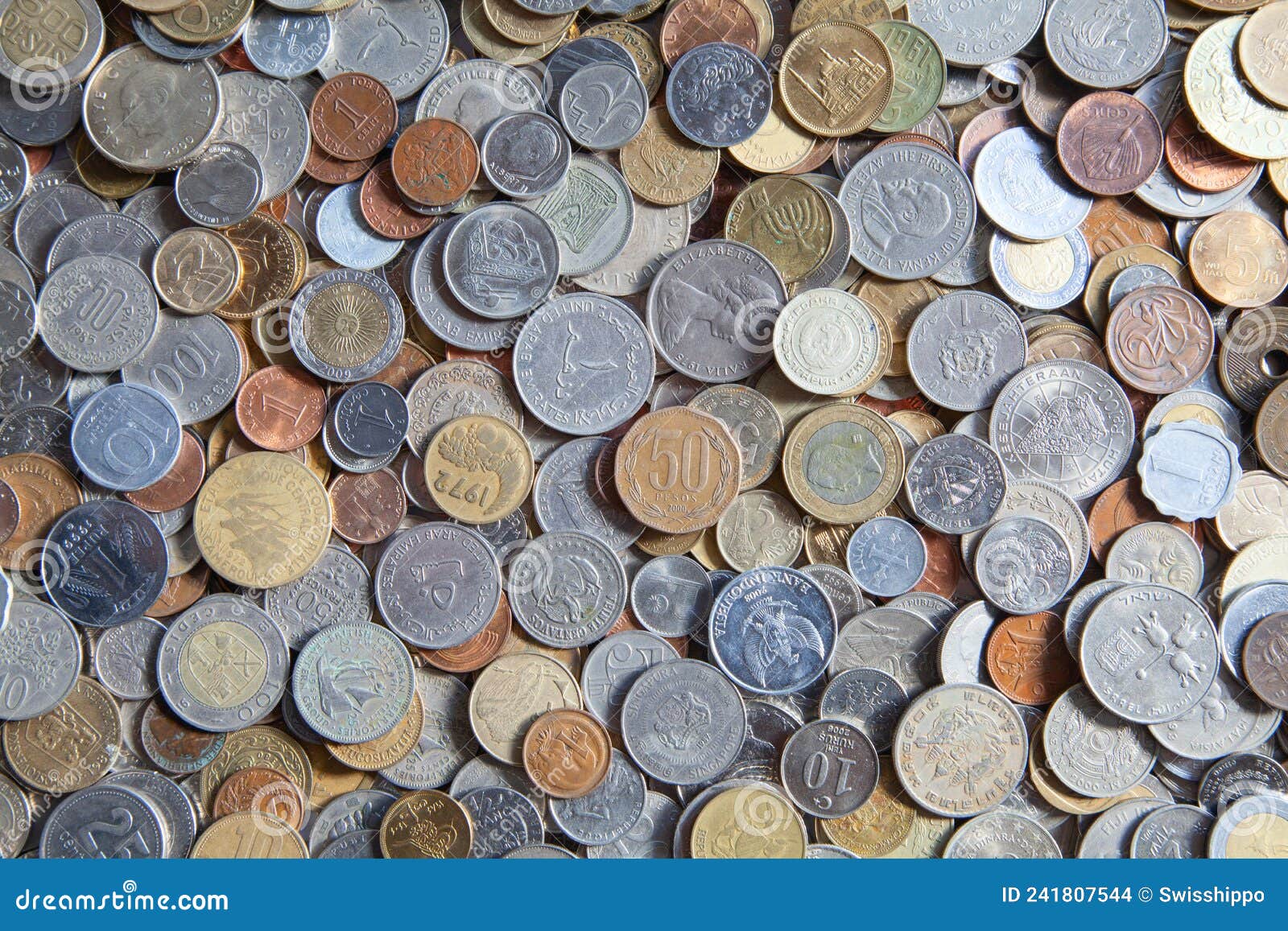 Pile of the old coins stock photo. Image of america - 241807544