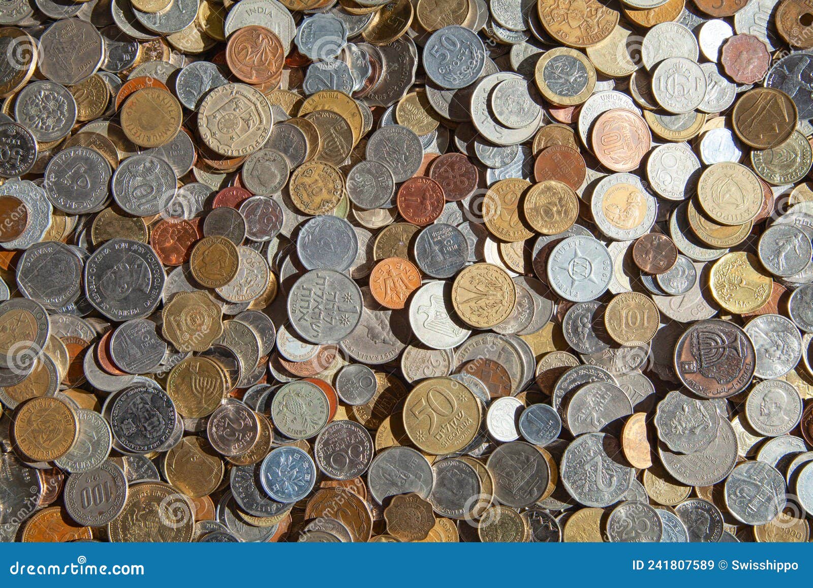 Pile of the old coins stock image. Image of metal, closeup - 241807589