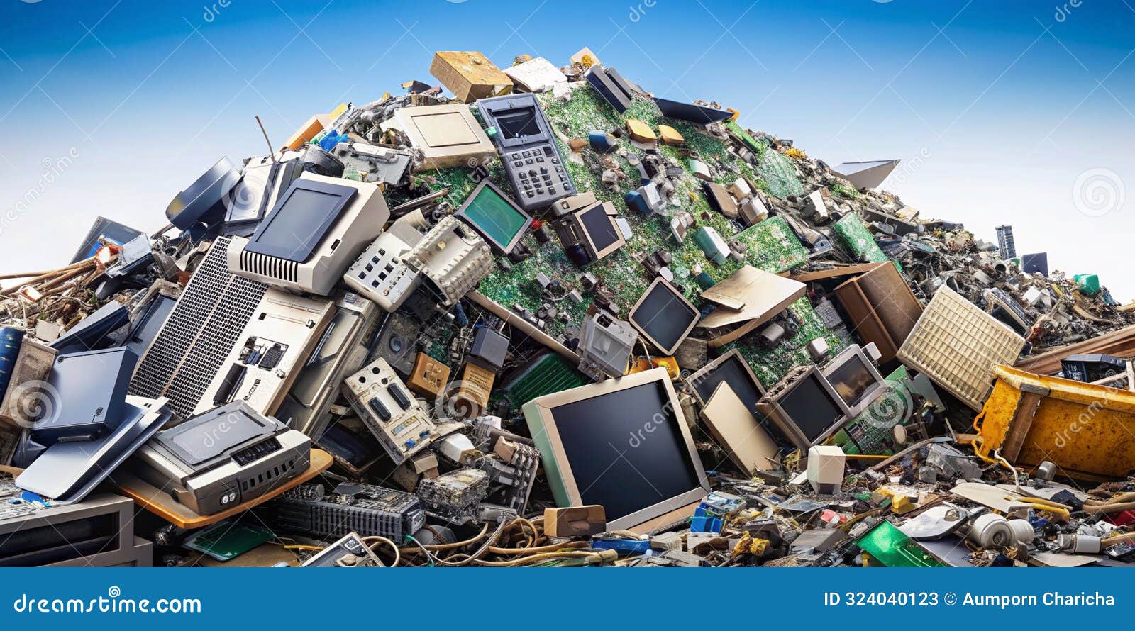 Pile of Old Computer and Electronics Waste in a Recycling Plant AI ...