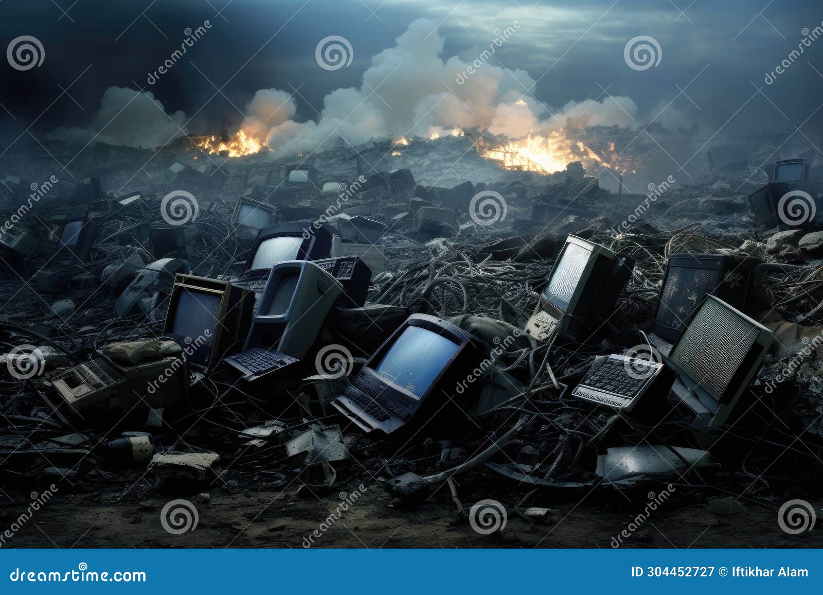A Pile of Old Computers Precariously Resting on Top of a Pile of Debris ...