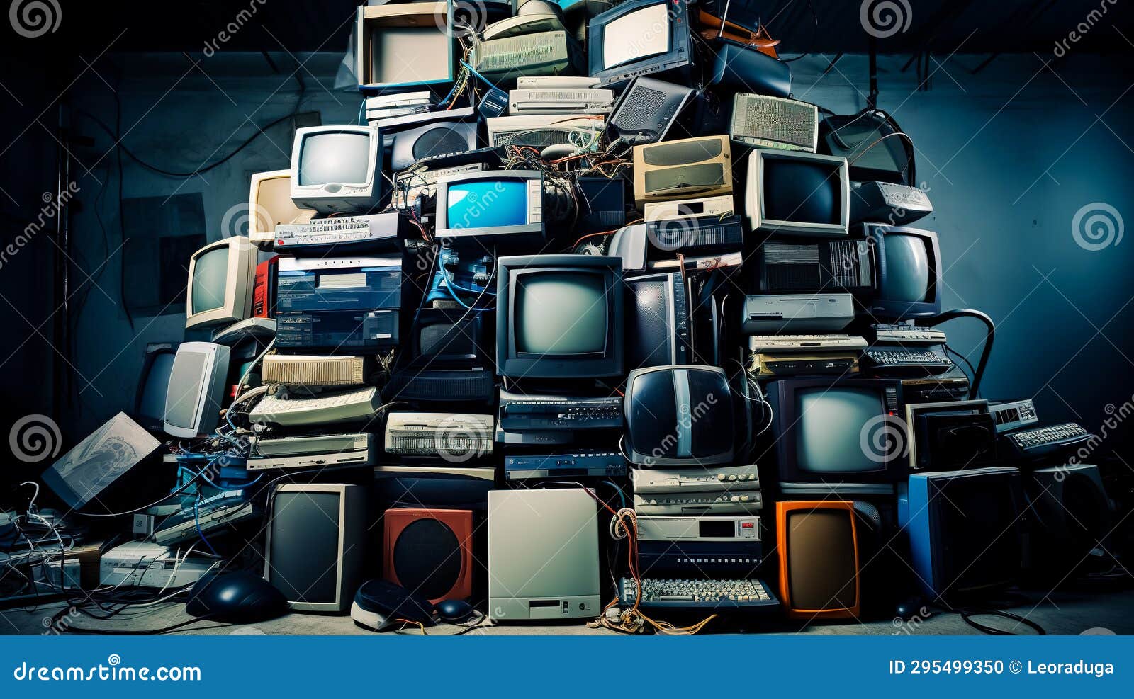 Pile of Old Computers and Televisions Stacked on Top of Each Other ...