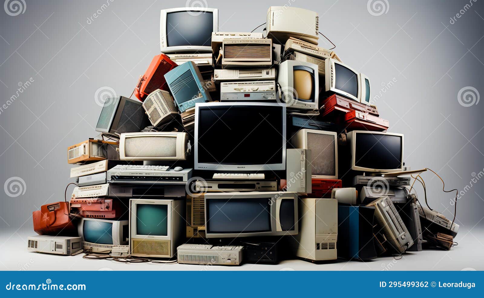 Pile of Old Computers and Televisions Stacked on Top of Each Other ...