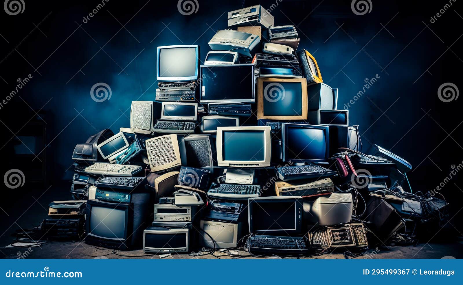 Pile of Old Computers and Televisions Stacked on Top of Each Other ...