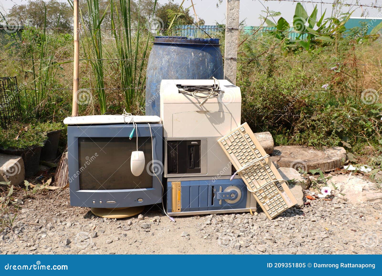 Pile of Old Computers Were Thrown Around beside the Trash, Electronic ... Pile of Old Computers Were Thrown Around beside the Trash, Electronic ...
