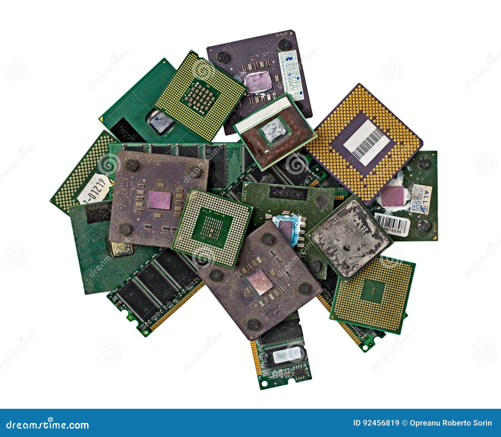 Pile of Old CPU Chips and Memory Modules Stock Image - Image of chip ...